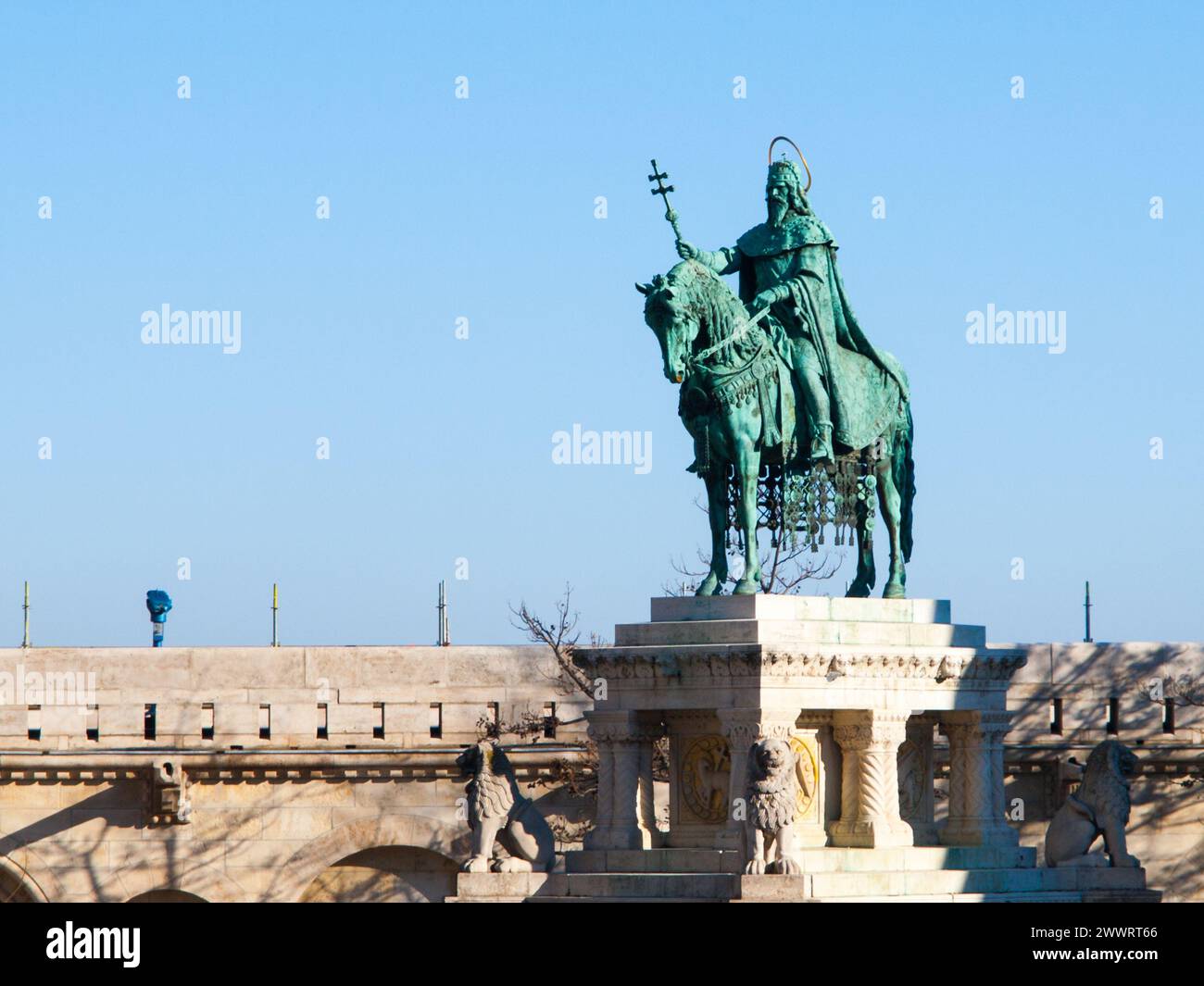 Bronze statue of king istvan stephan fishermans bastion hi-res stock ...