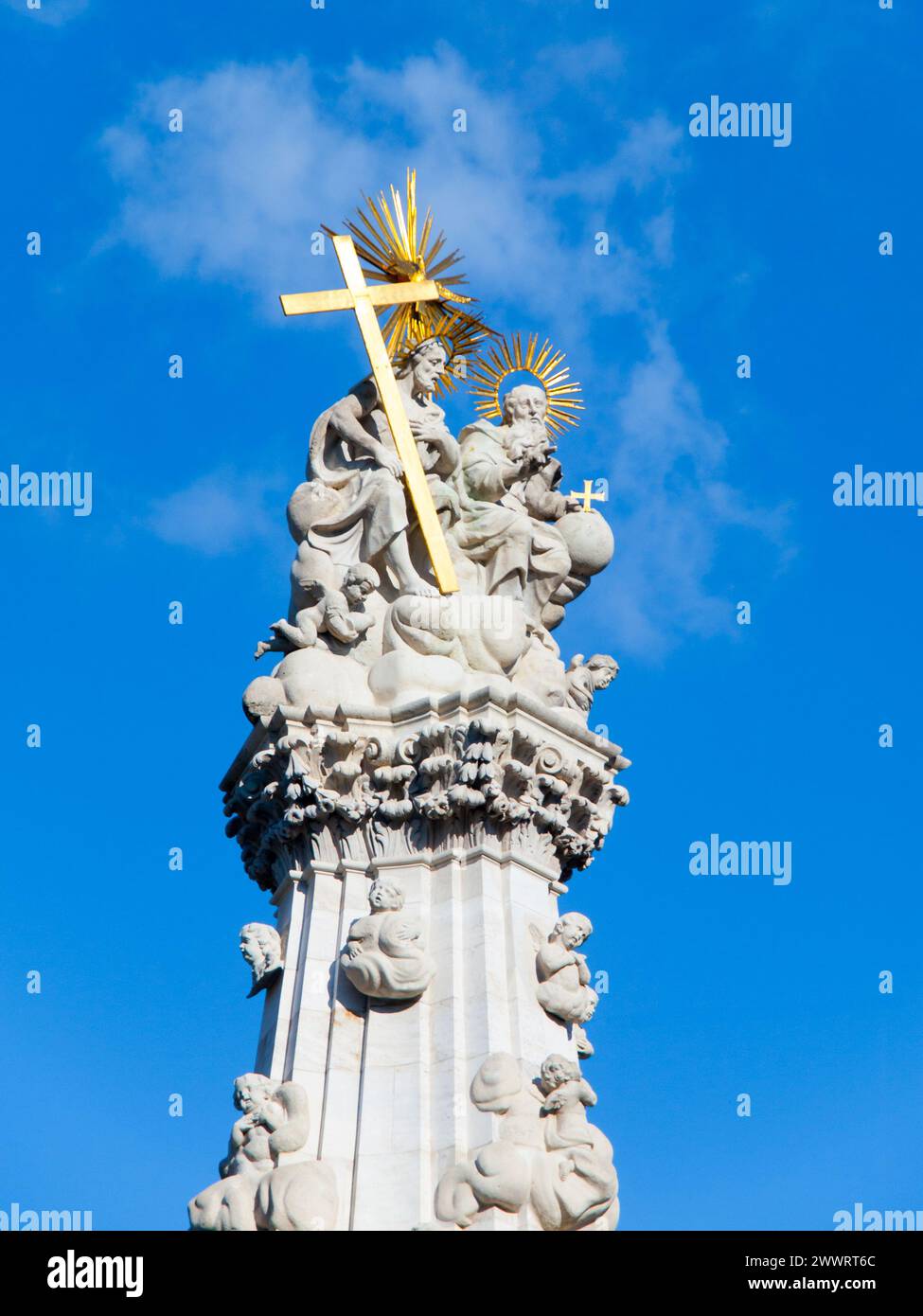 Detailed view of Holy Trinity Column, aka Plague column, located in the ...