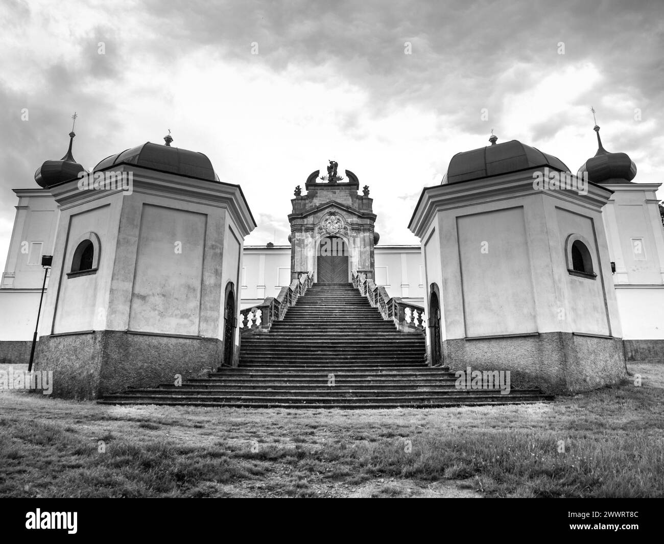 Beautiful staircase and entrance gate to Monastery and place of ...