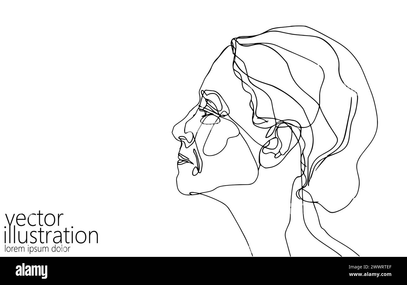 Continuous one single line art beautiful old woman face concept. Female ...