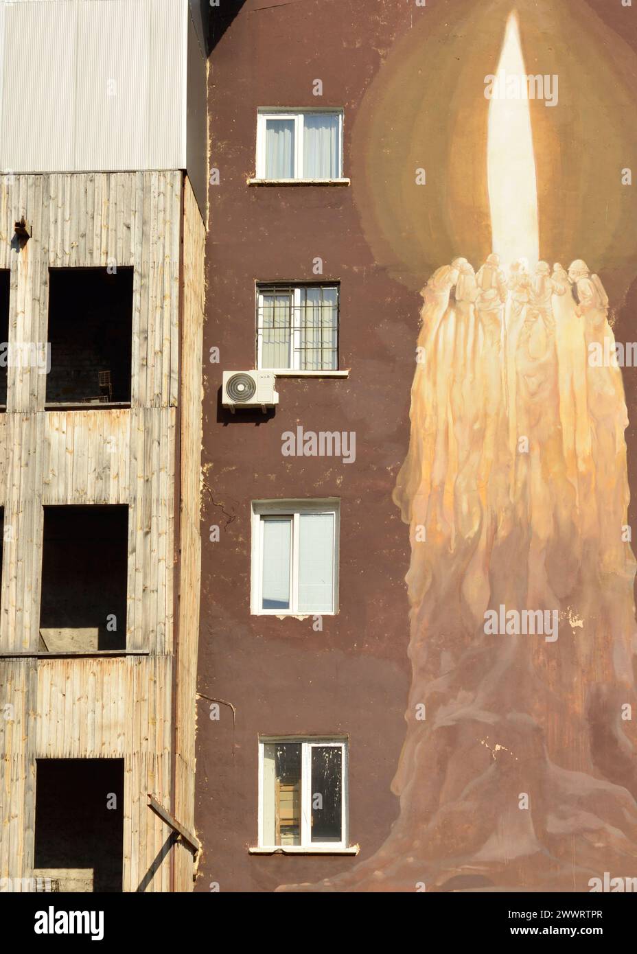 Burning candle mural depicting melting firefighters at a Fire ...