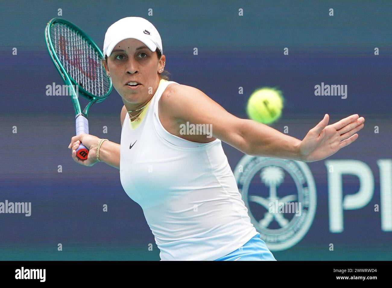 Miami Gardens, Florida, USA. 25th Mar, 2024. Madison Keys (USA) returns ...
