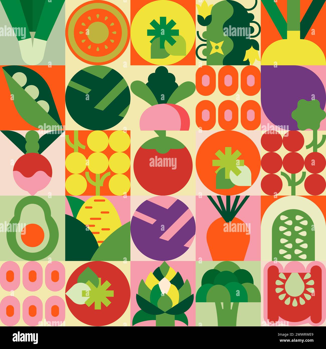 Seamless pattern of vegetables. Geometric and minimalist style. Great ...