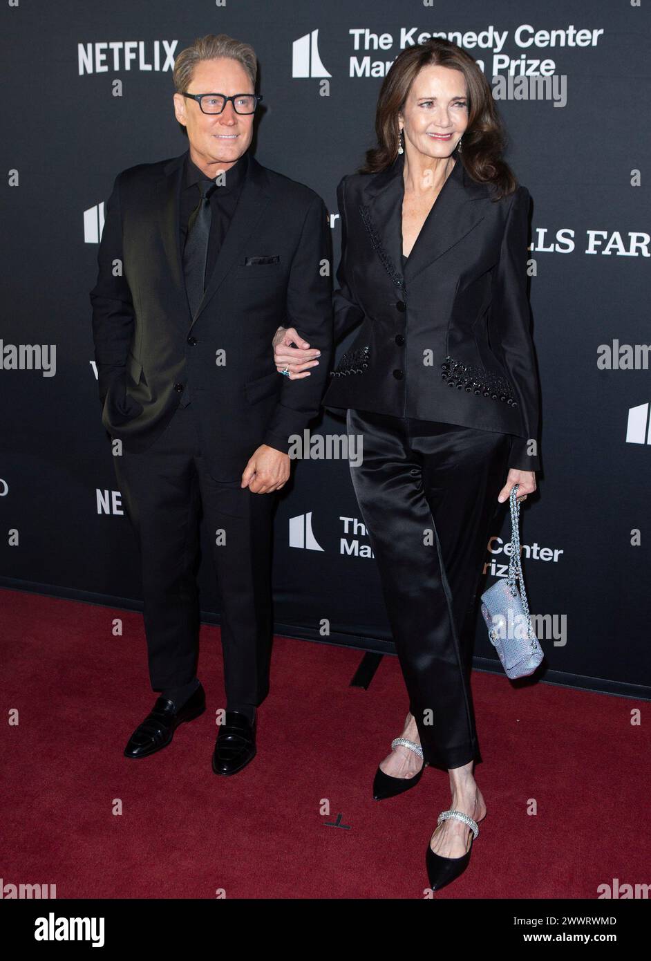 Timothy R. Lowery, left, and Lynda Carter attend the Kennedy Center for ...