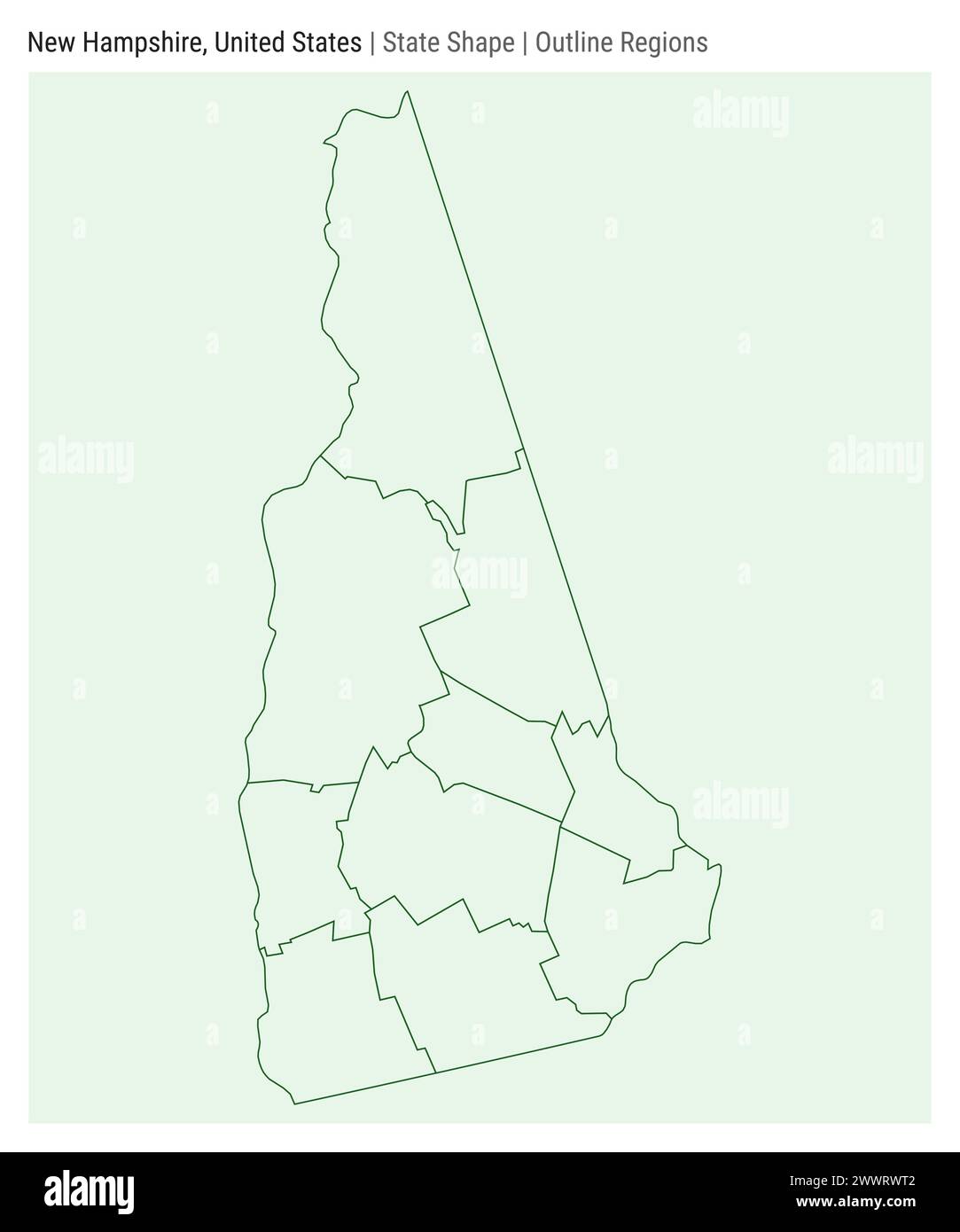 New Hampshire, United States. Simple vector map. State shape. Outline ...