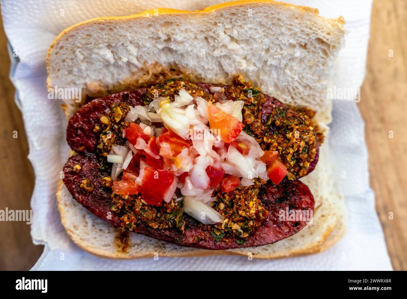A Typical Argentine Choripan Sandwich, Buenos Aires, Argentina Stock ...