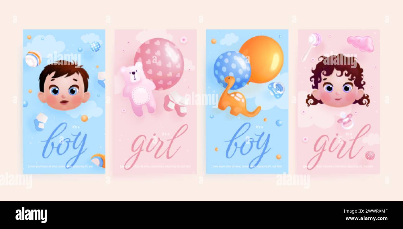 3d baby shower cards. Seiner newborn birth announcement or babies ...