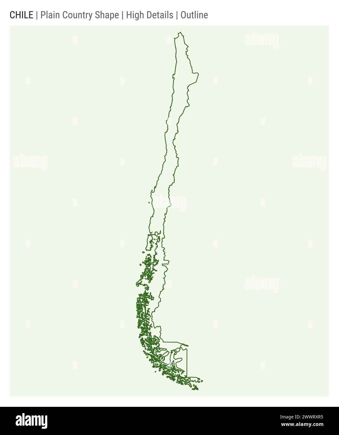 Chile plain country map. High Details. Outline style. Shape of Chile ...