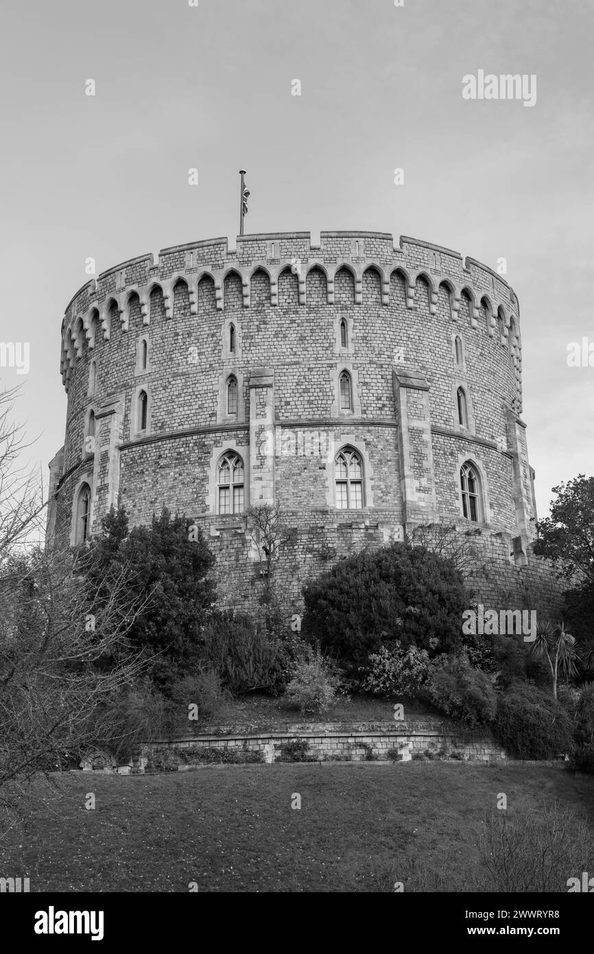 Windsor.Berkshire.United Kingdom.December 2nd 2022.The round tower at ...