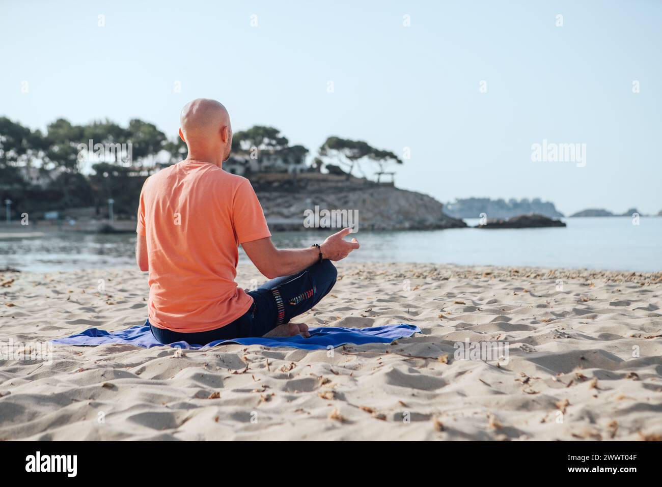 Yoga exercise on nature relax outdoors exercises hi-res stock ...