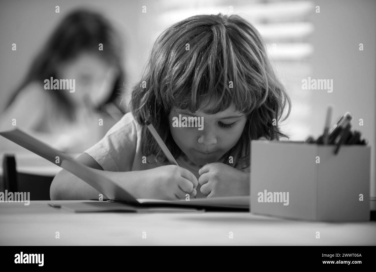 First grade classroom Black and White Stock Photos & Images - Alamy