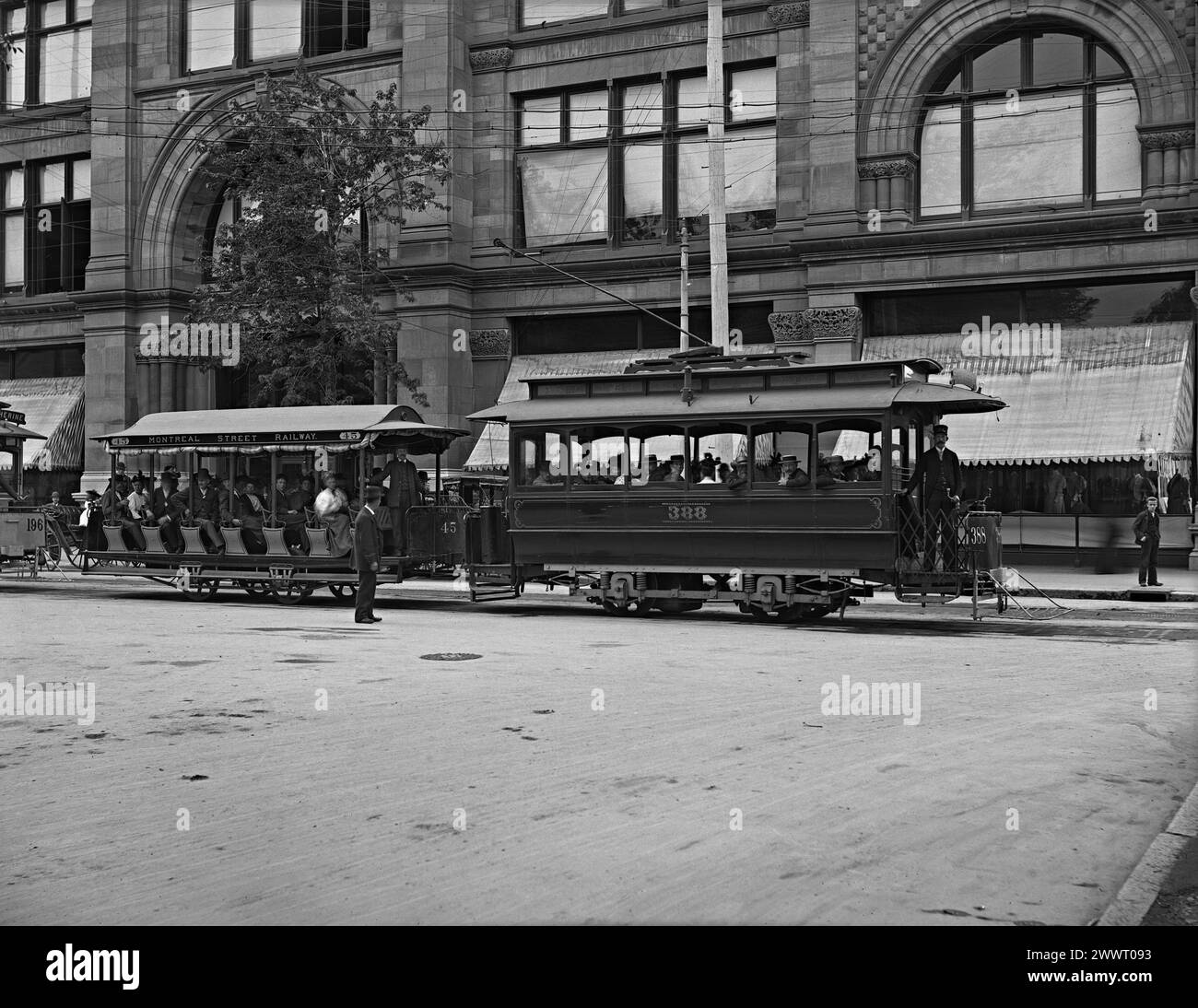 Electric tramsway Sainte-Catherine Street, Montreal, QC, 1895. Vintage ...