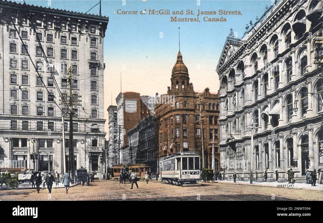 Corner of McGill and Saint-Jacques streets, Montreal, QC, circa 1910 ...