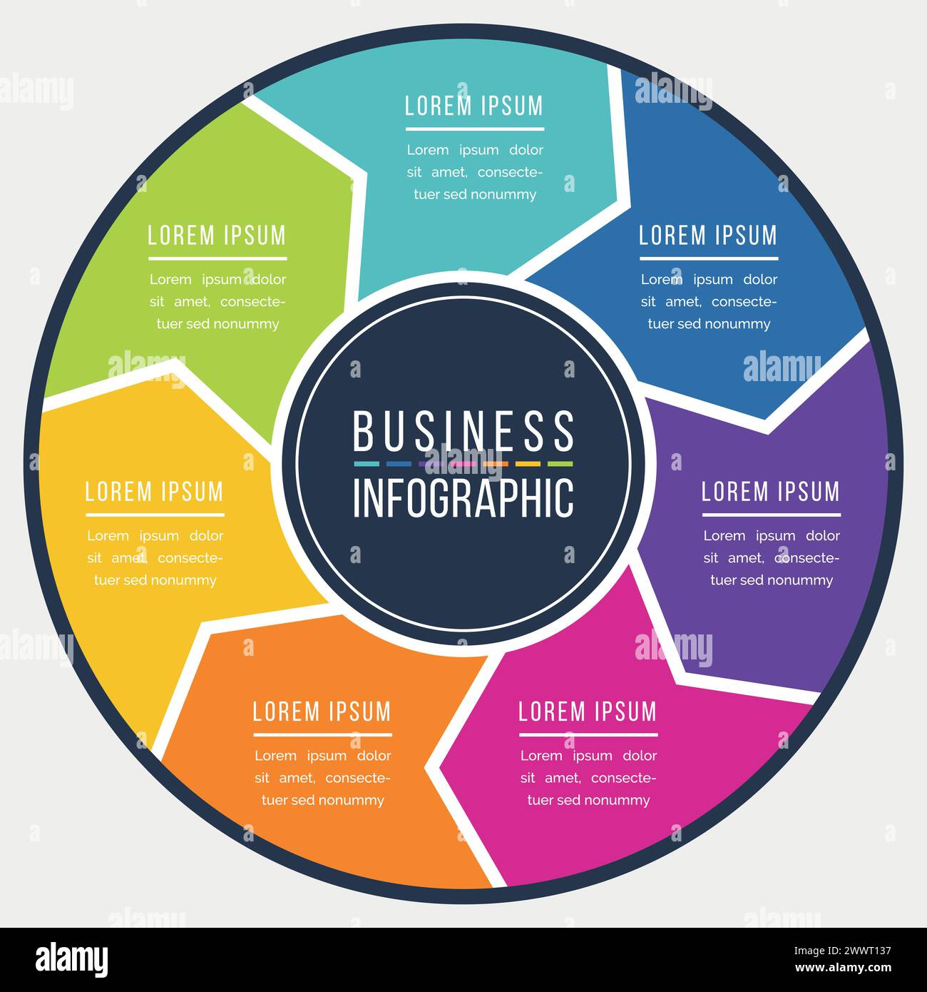 Infographic design circle 7 steps or elements business information ...
