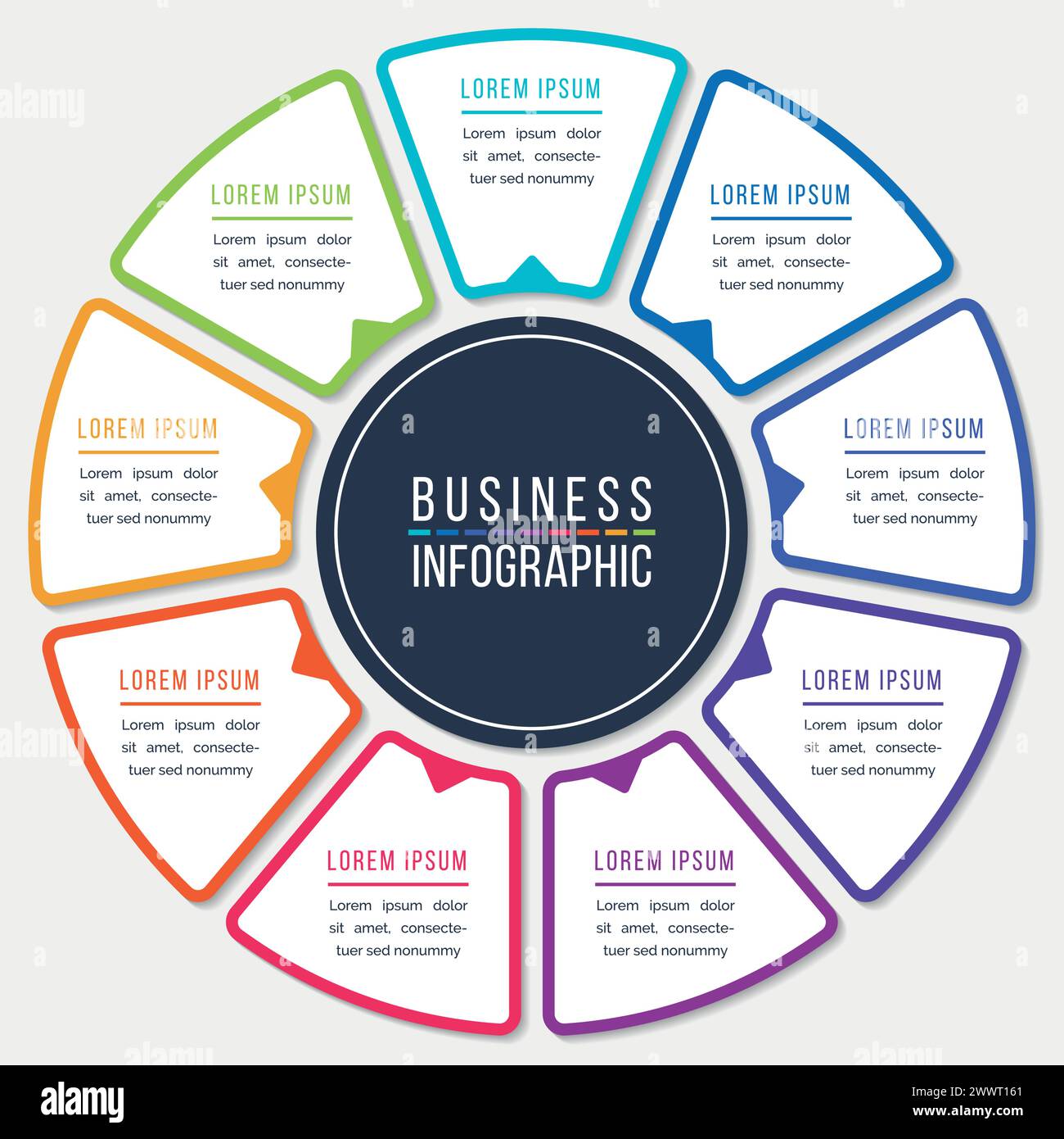 Infographic design circle 9 steps or elements business information ...
