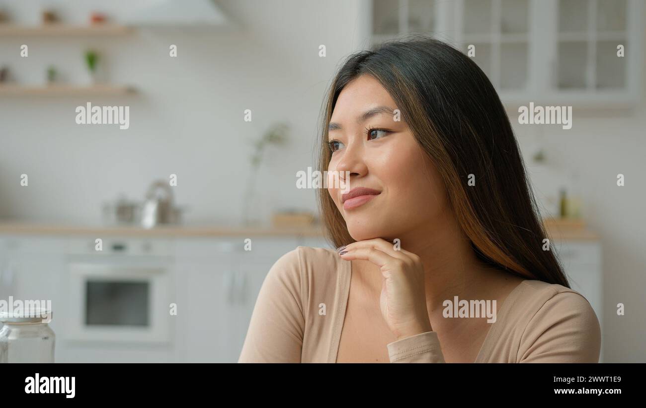 Asian korean dreamy ethnic woman calm girl japanese chinese lady ...