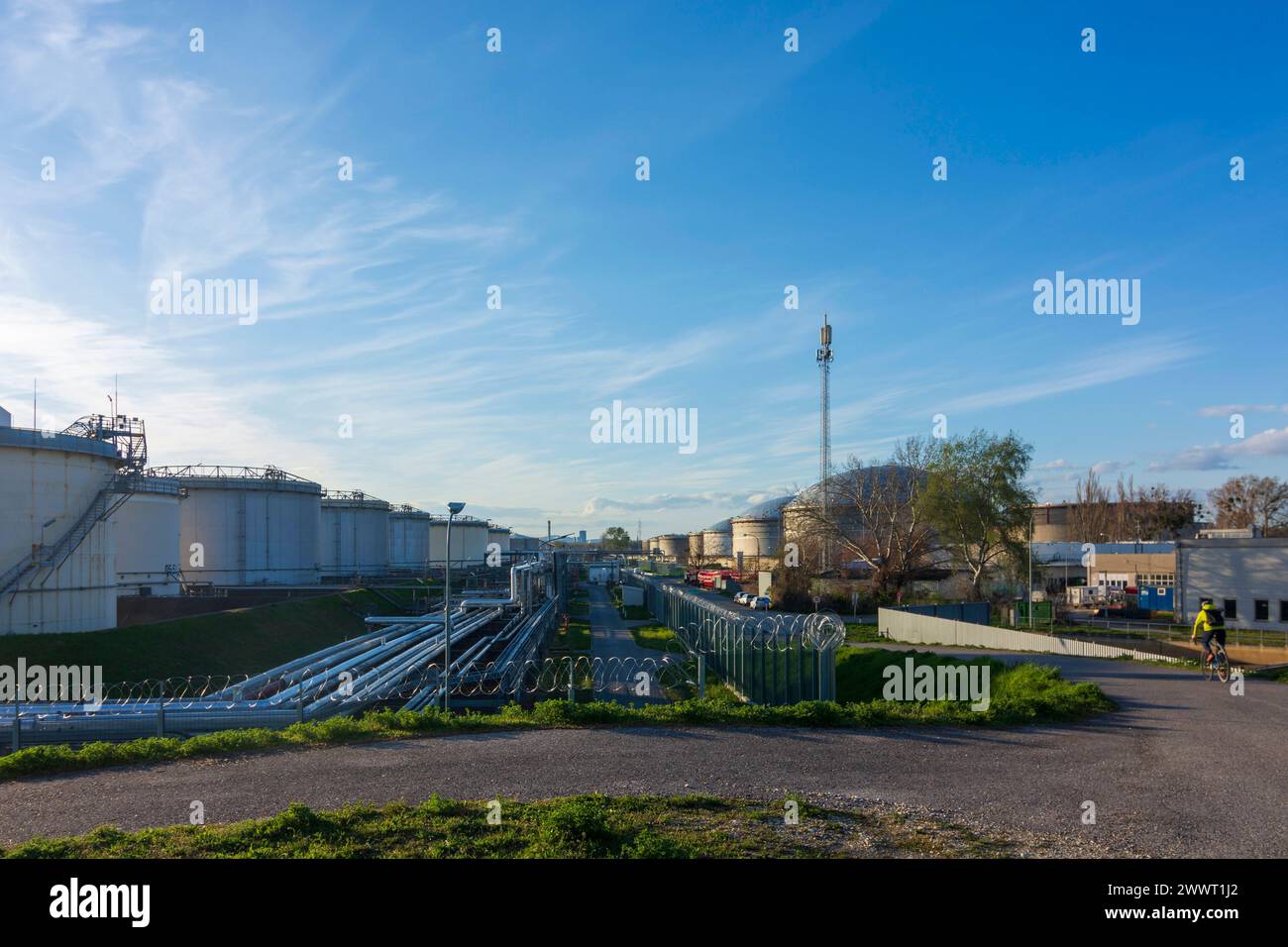 Central tank farm Lobau Vienna 22. Donaustadt Wien Austria Stock Photo ...