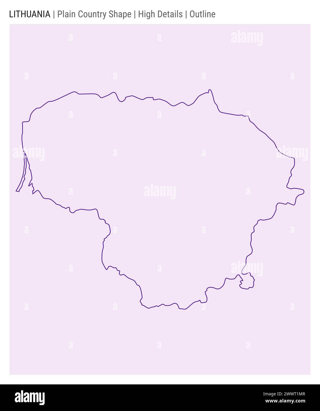 Lithuania plain country map. High Details. Outline style. Shape of ...