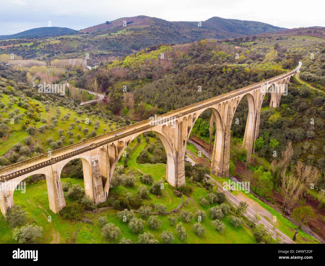 Aerial photo of Viaduct of Guadalupe, Spain Stock Photo - Alamy