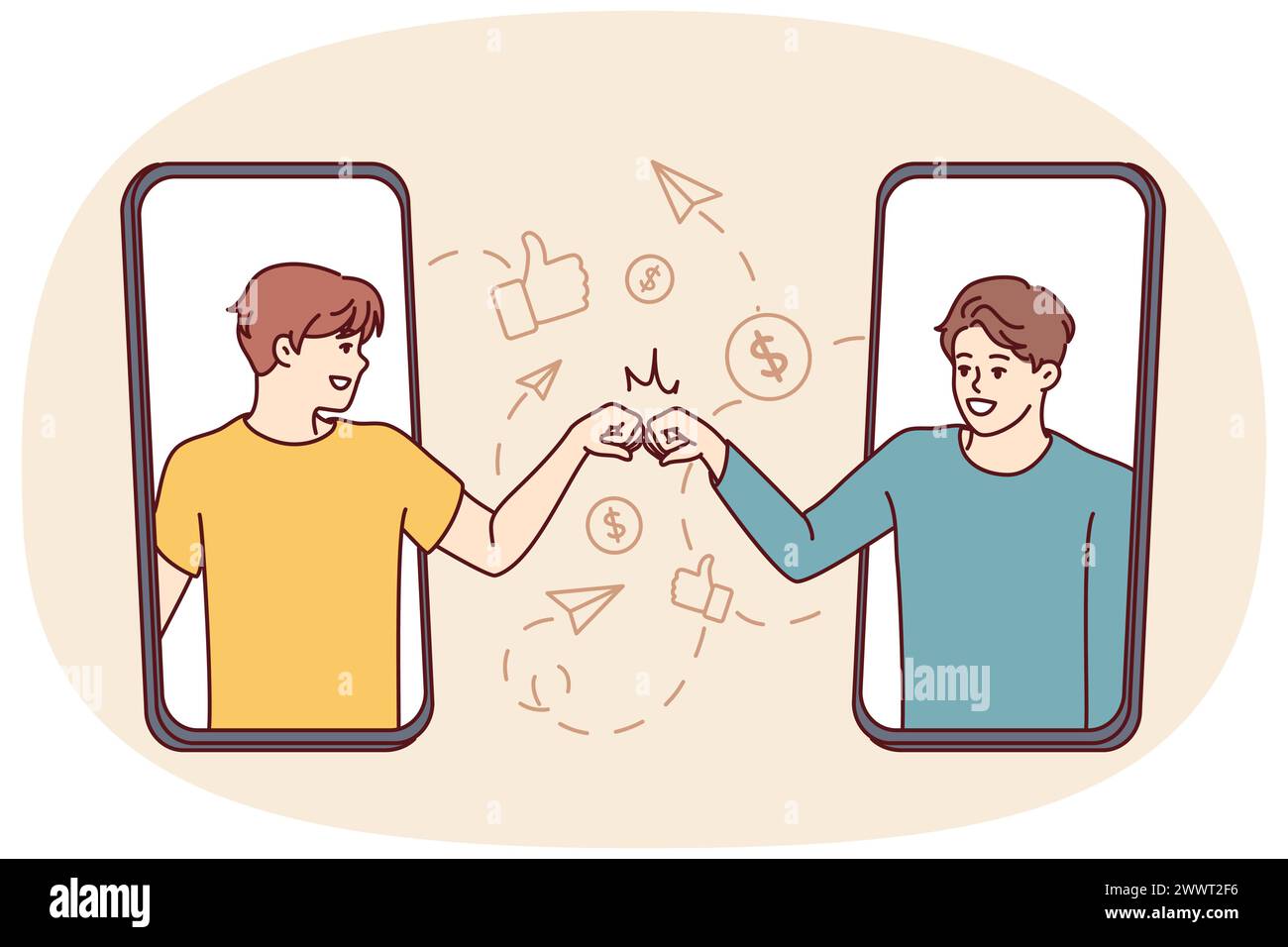 Friend looking out for each other Stock Vector Images - Alamy
