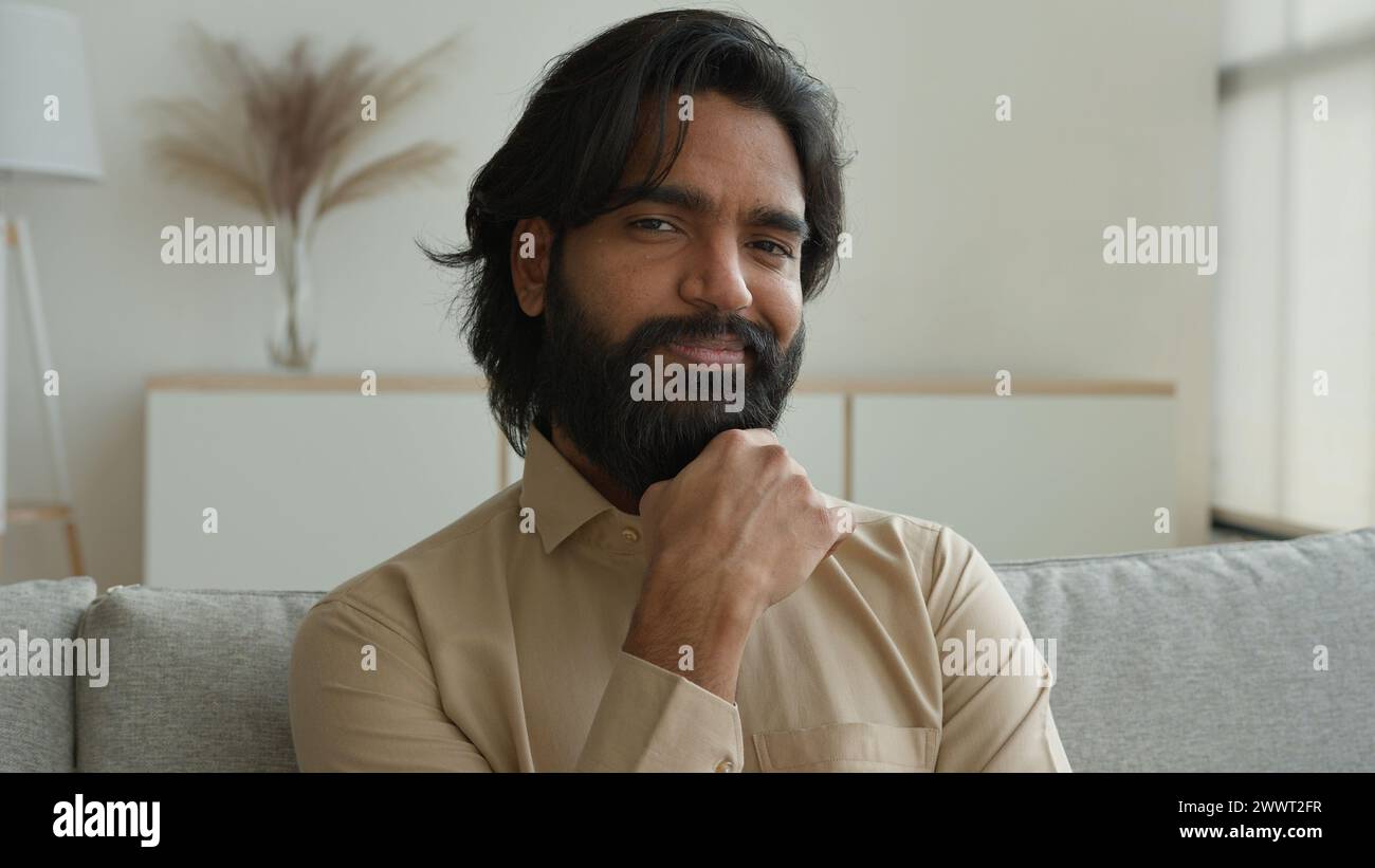 Portrait thoughtful pensive Arabian muslim man thinking Indian ...