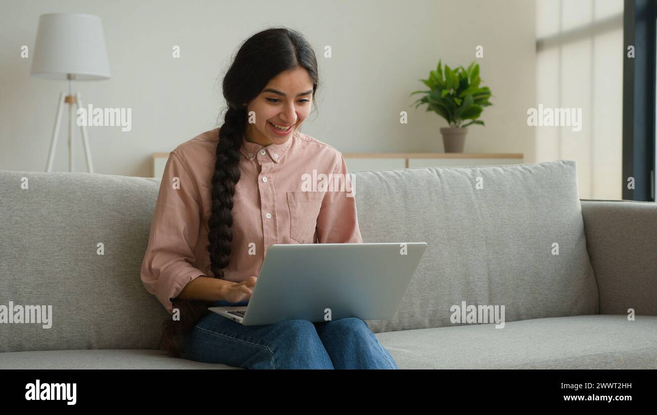 Lady talking virtual meeting laptop hi-res stock photography and images ...