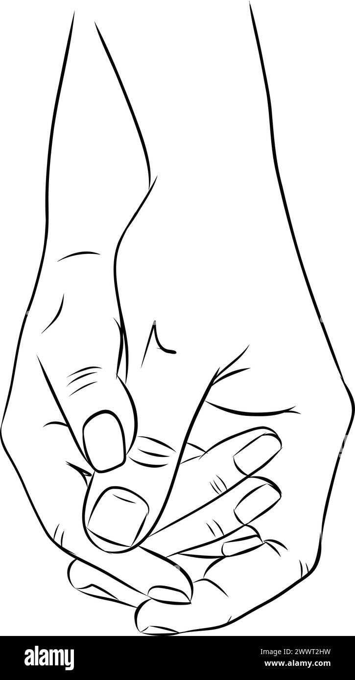 Closeup Of Two Hands Holding Each Other Concept Romance Supports Love Vector Illustration