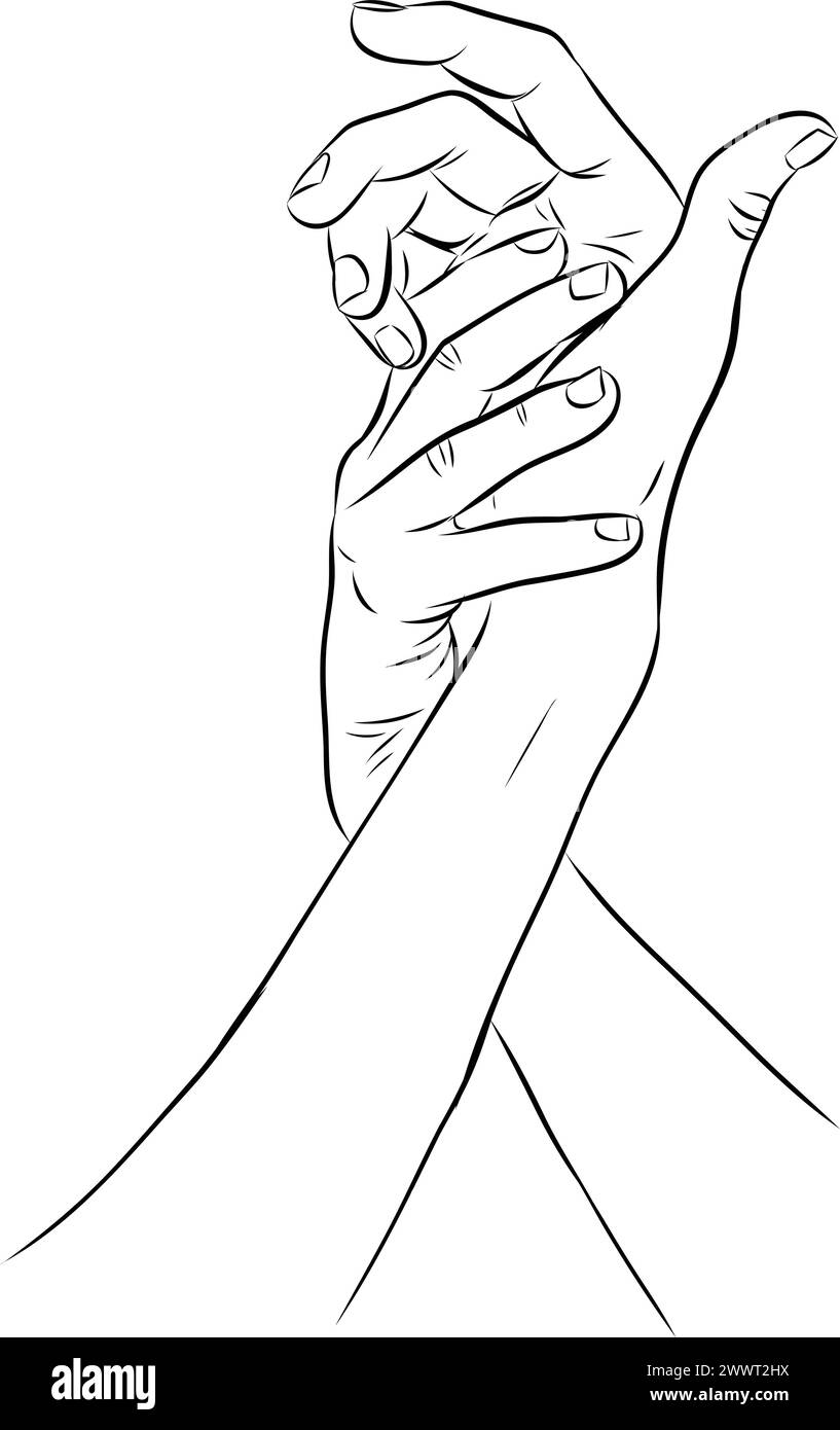 Closeup Of Two Hands Holding Each Other Concept Romance Supports Love Vector Illustration