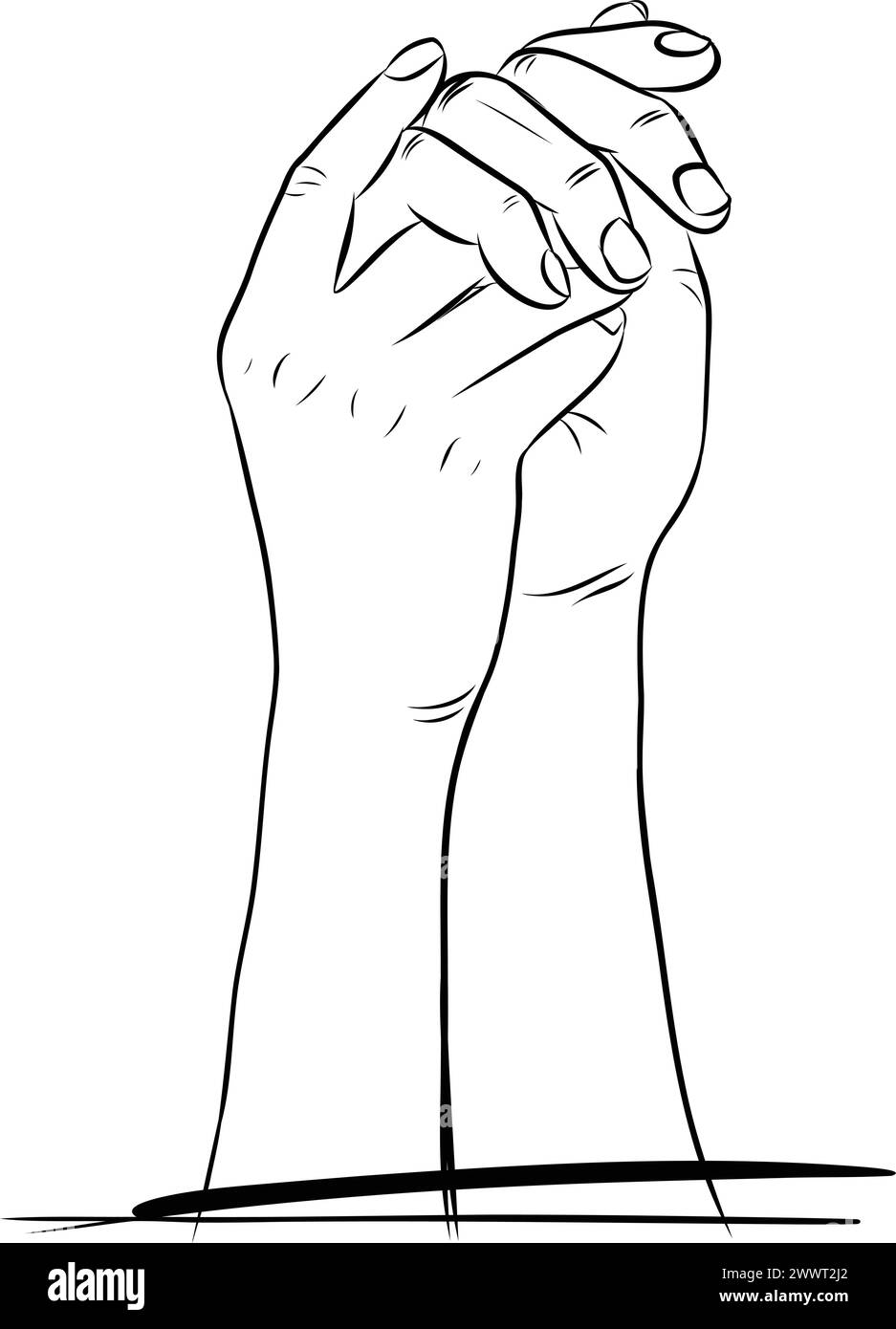 Closeup Of Two Hands Holding Each Other Concept Romance Supports Love Vector Illustration