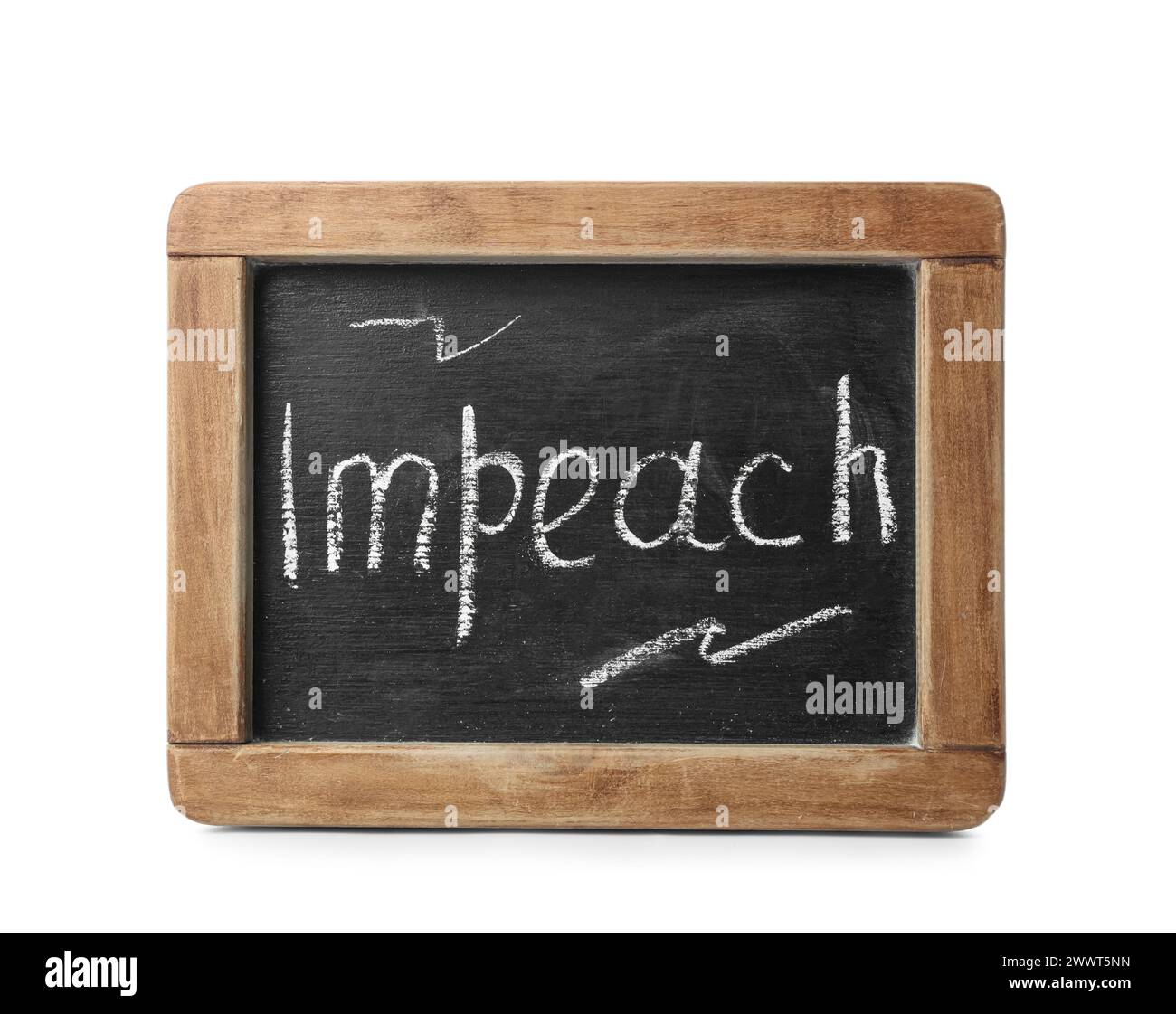 Chalkboard with word IMPEACH on white background Stock Photo - Alamy