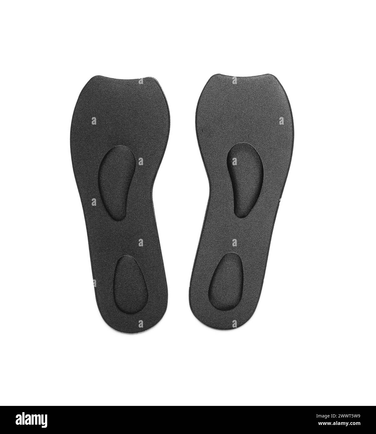 Black orthopedic insoles isolated on white background Stock Photo - Alamy