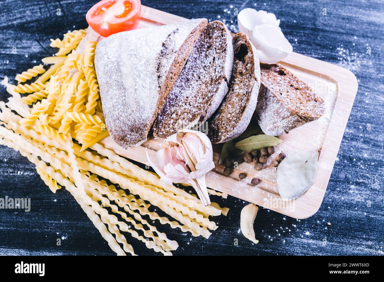 dry pasta spaghetti with ingredient Stock Photo - Alamy