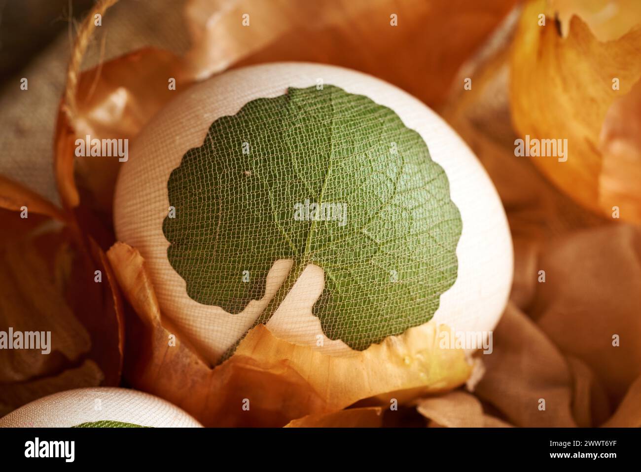 Preparation of Easter eggs for dyeing with onion peels with a pattern ...