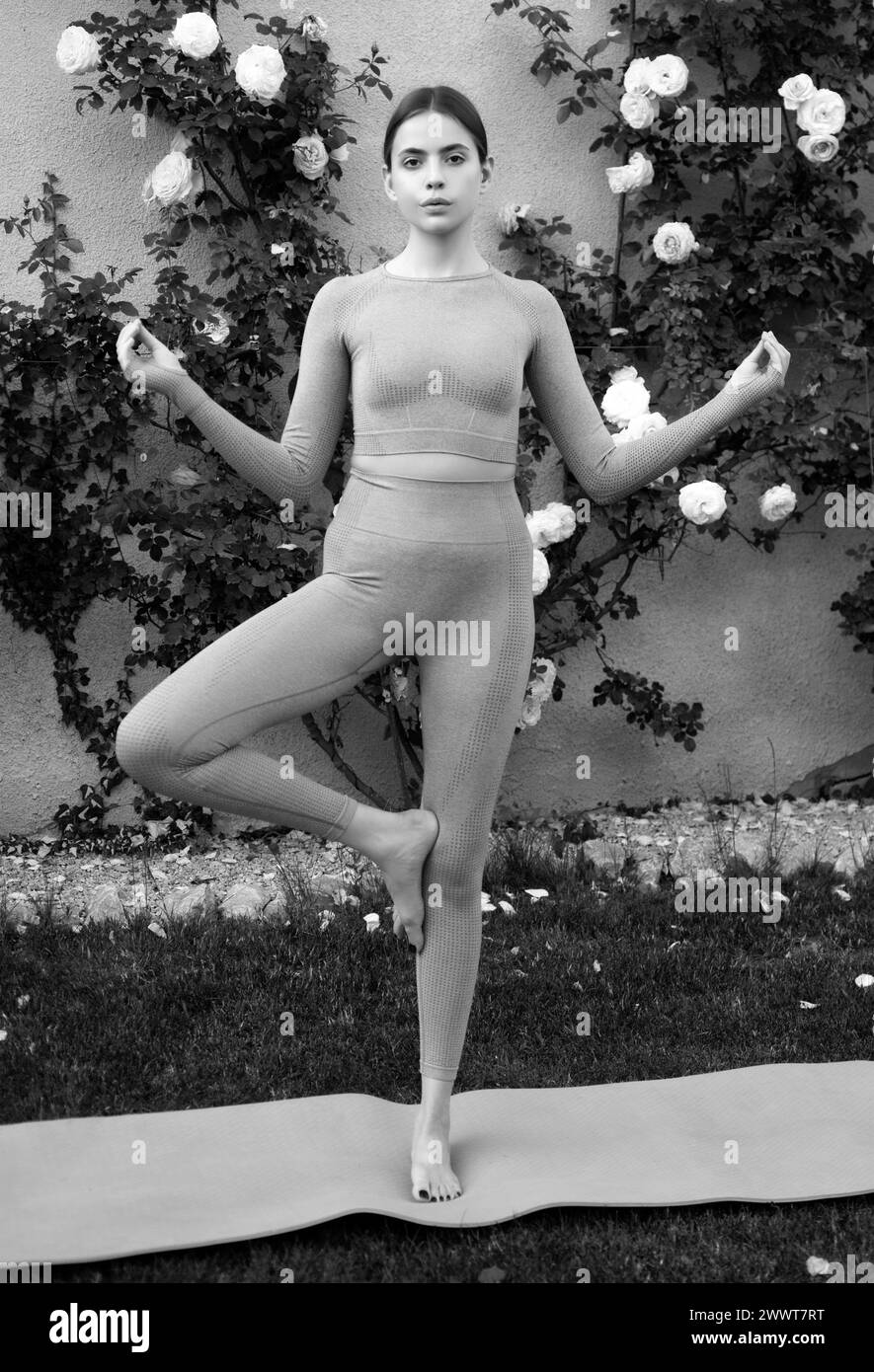 Fitness Sport Woman Stretching Out Before Training Female Fit Model