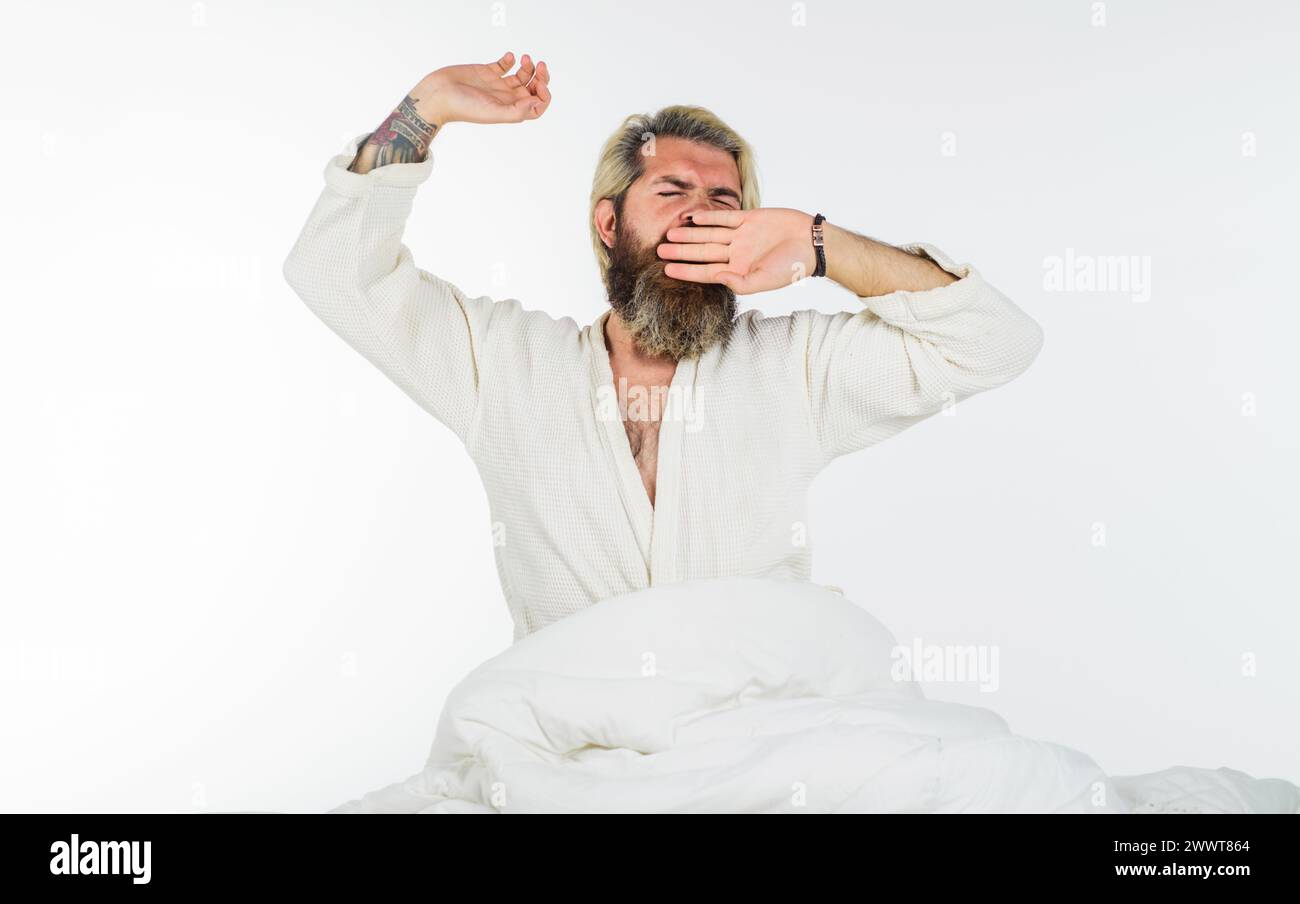 Man sitting up in bed hi-res stock photography and images - Alamy
