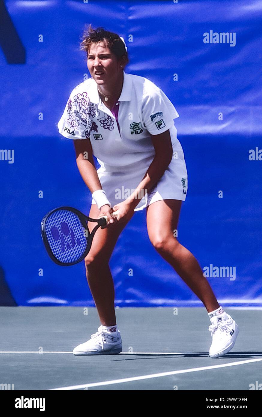 Monica Seles (USA) competing at the 1992 US Open Tennis Stock Photo - Alamy