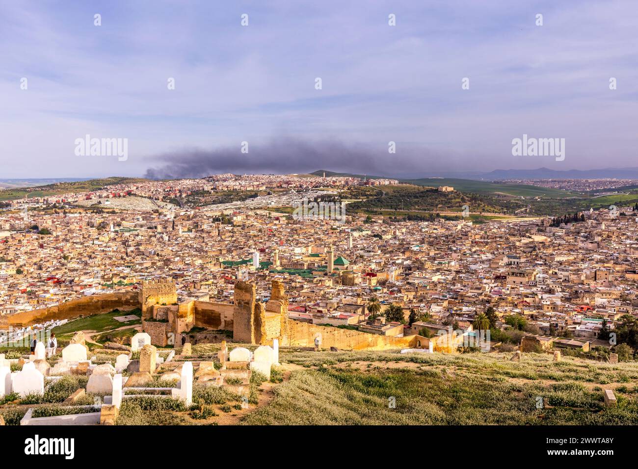 Fez, Morocco - March 17, 2024: Panoramic view of the medina of Fez from ...