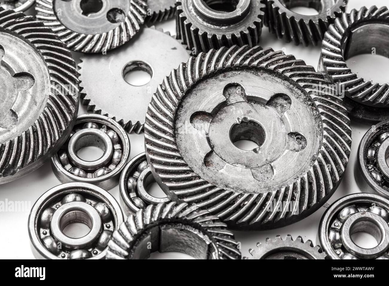 Gear metal wheels, isolated on white background Stock Photo - Alamy