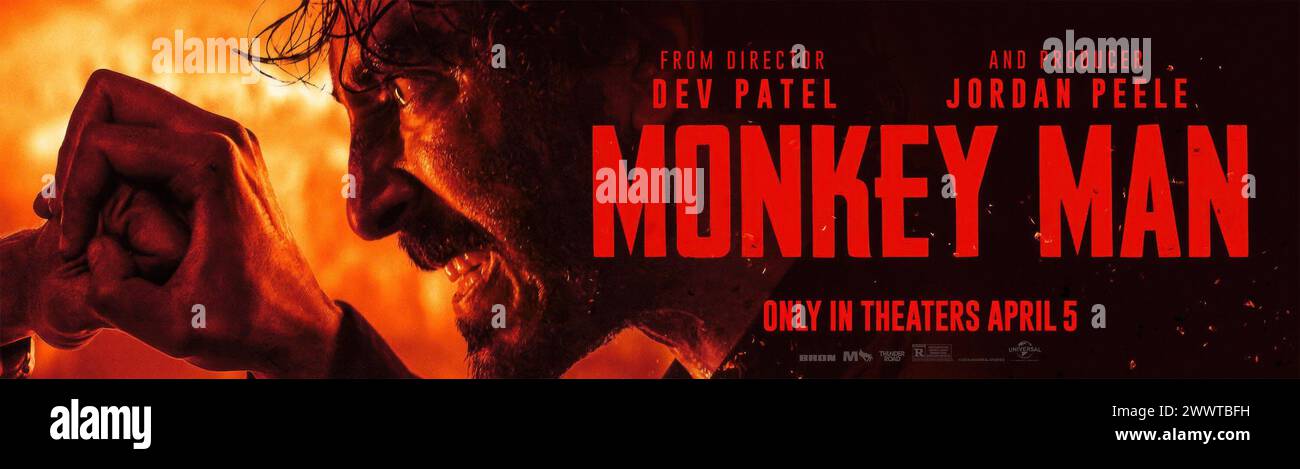 MONKEY MAN, US banner poster, Dev Patel, 2024. © Universal Pictures ...