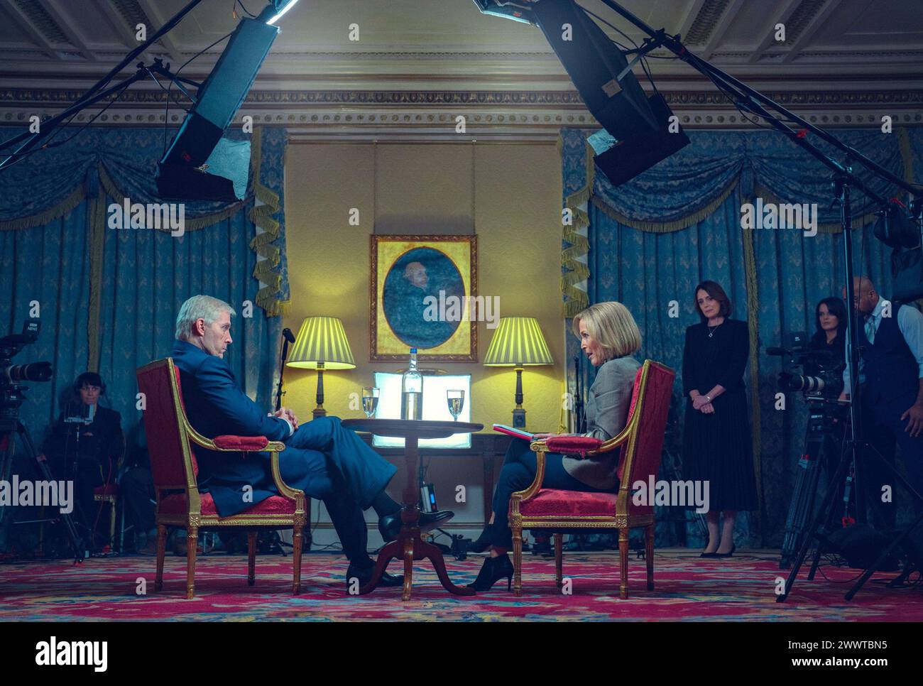 SCOOP, seated from left: Rufus Sewell as Prince Andrew, Gillian ...