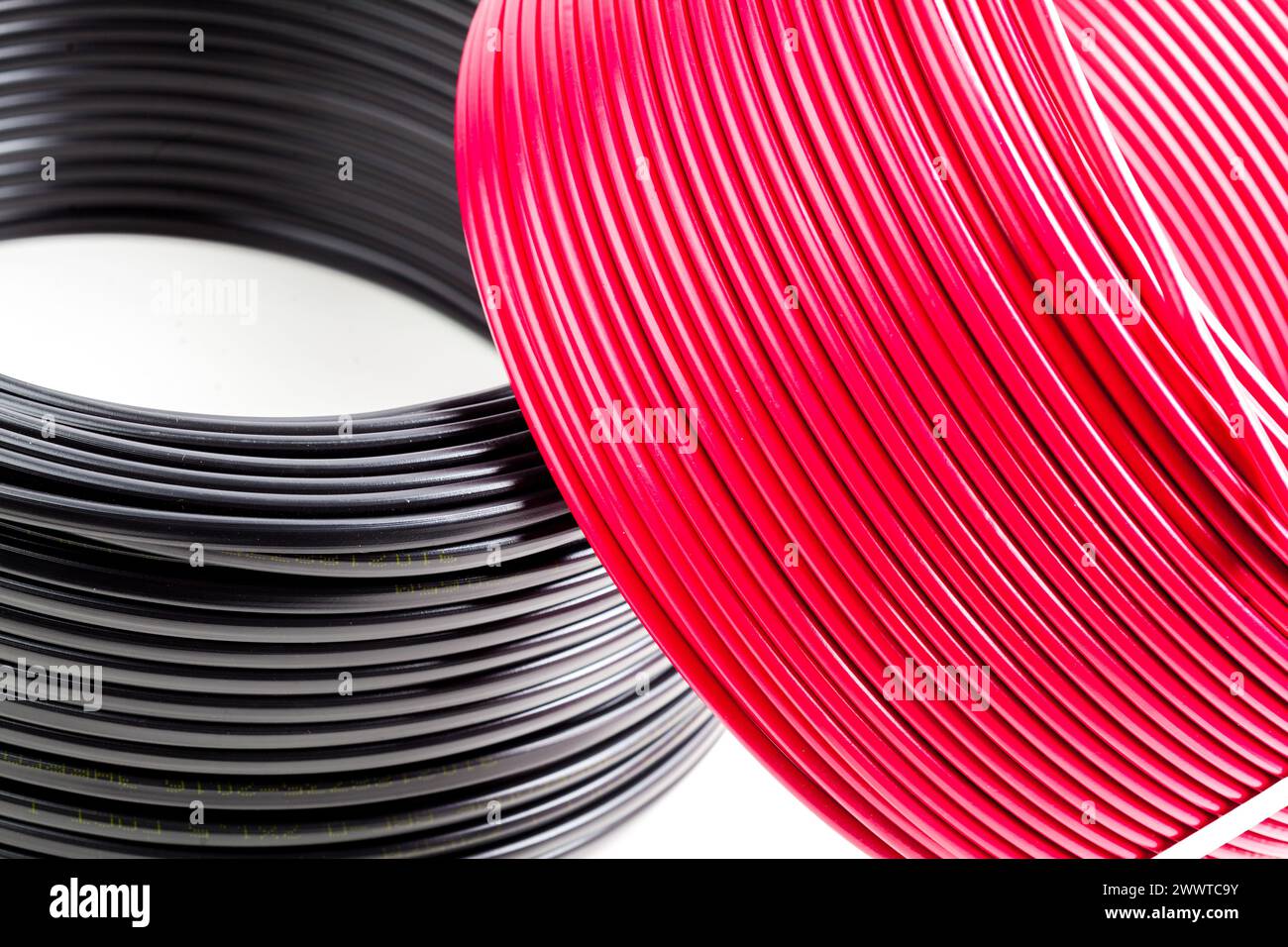 set colored electric cable on white background Stock Photo - Alamy