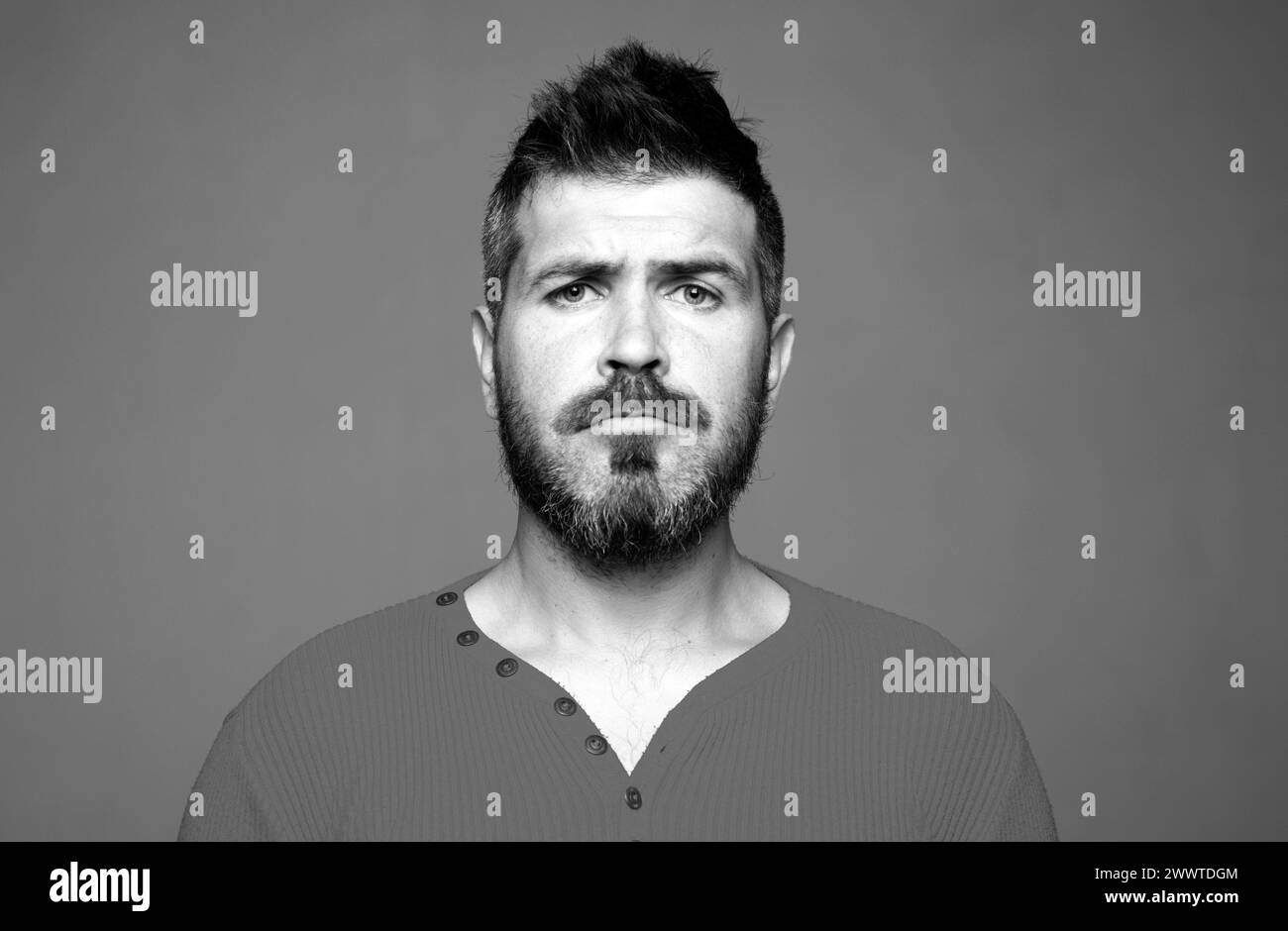 Serious bearded man. Sad emotion. People expressions and emotions Stock ...