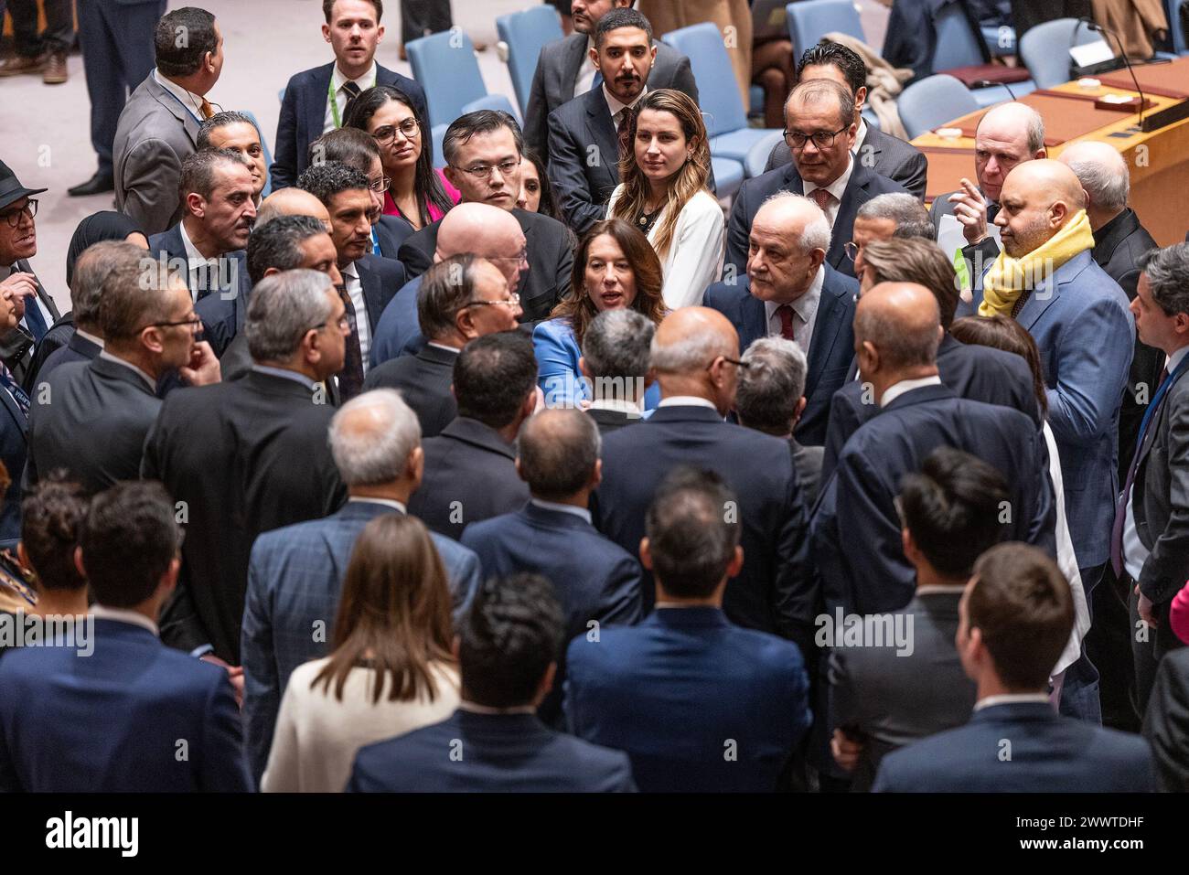 New York, United States. 25th Mar, 2024. Ambassadors Vassily Nebenzia ...