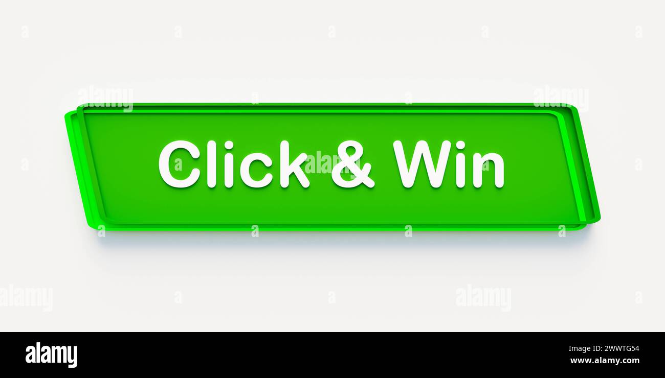 Click and Win Click and Win. Green colored banner. Winning, success ...