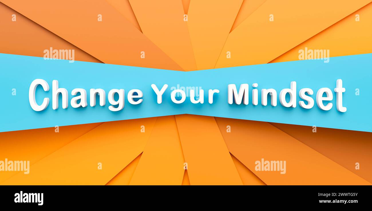Change your mindset. Change your mindset. Blue and dark yellow paper ...