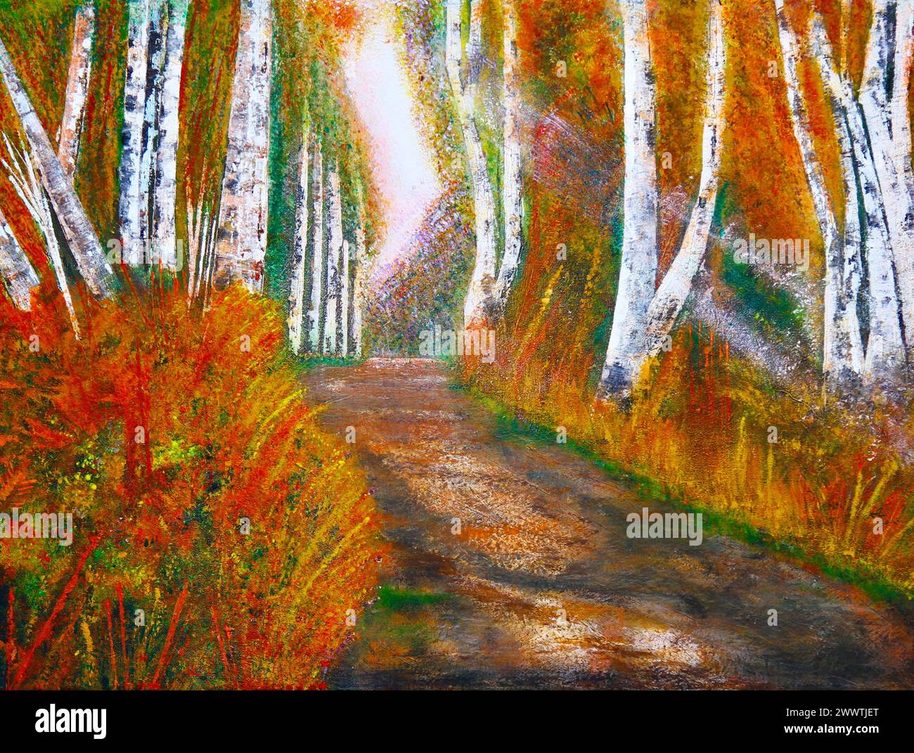Daily abstract painting. Woodland walk. Artist Russell Moore Stock ...