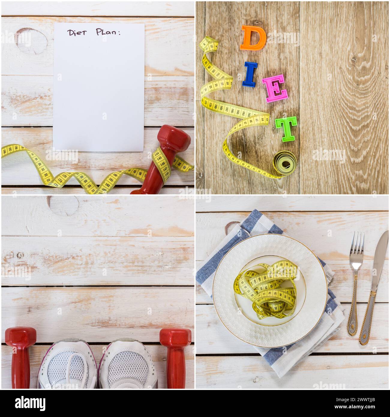 Healthy lifestyle theme collage Stock Photo - Alamy