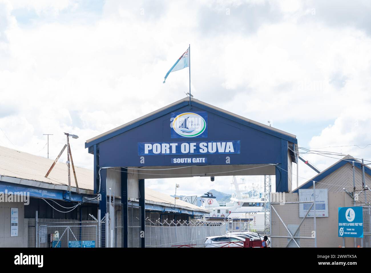 The sign of Port of Suva is shown. Suva, Fiji Stock Photo - Alamy
