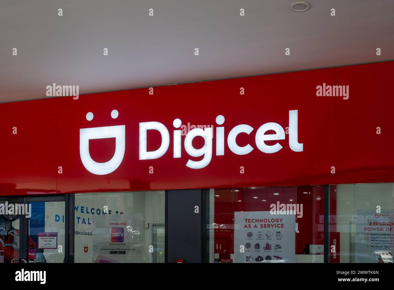 Digicel logo sign on the building at one of their stores in Nadi, Fiji ...