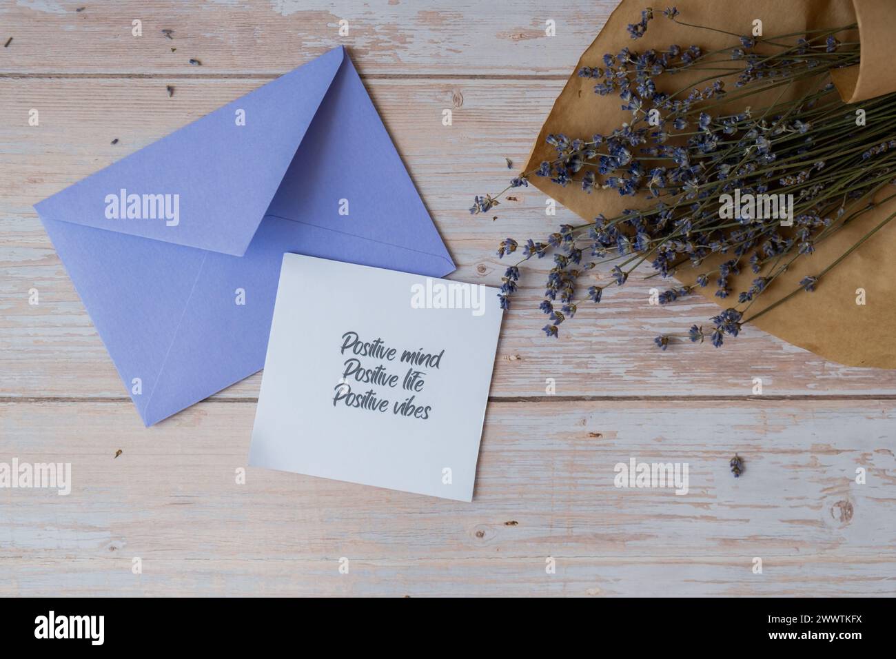 POSITIVE MIND LIFE VIBES text on supportive message paper note reminder ...